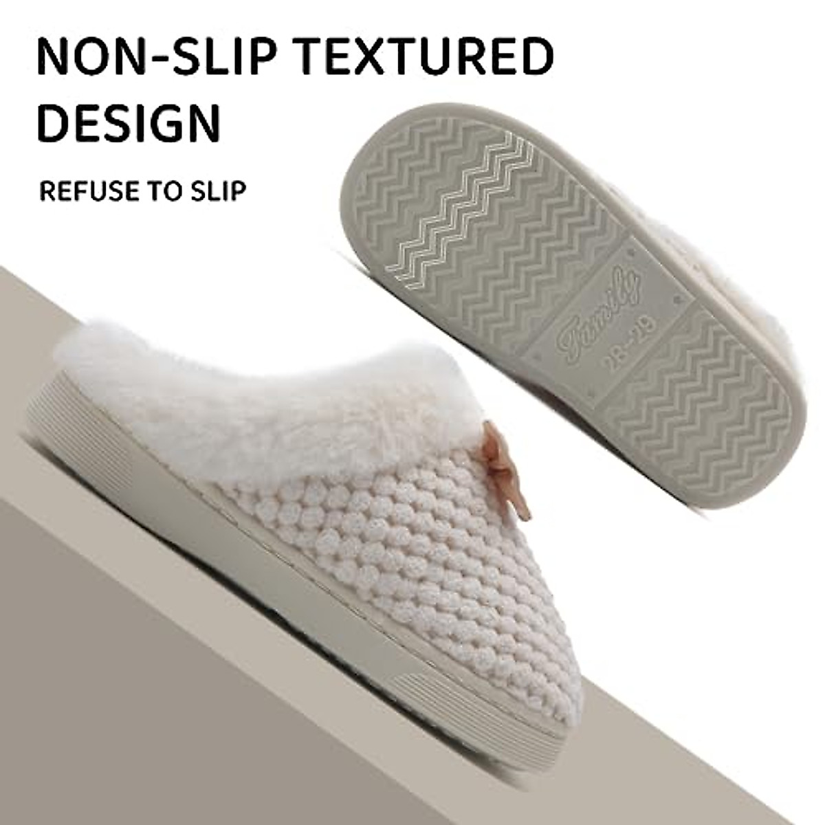 WateLves Girls Slippers Kids Memory Foam House Slipper Toddler Comfort Fuzzy Bedroom Shoes(Beige,24/25)