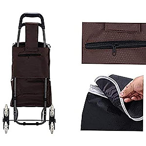 Shopping Trolley on Wheels Portable Convenient Trolleys Lightweight 3 Angle Wheel Climbing Shopping Cart Wheel Rolling Push Trolly Waterproof Bag Coffee Color Lucar