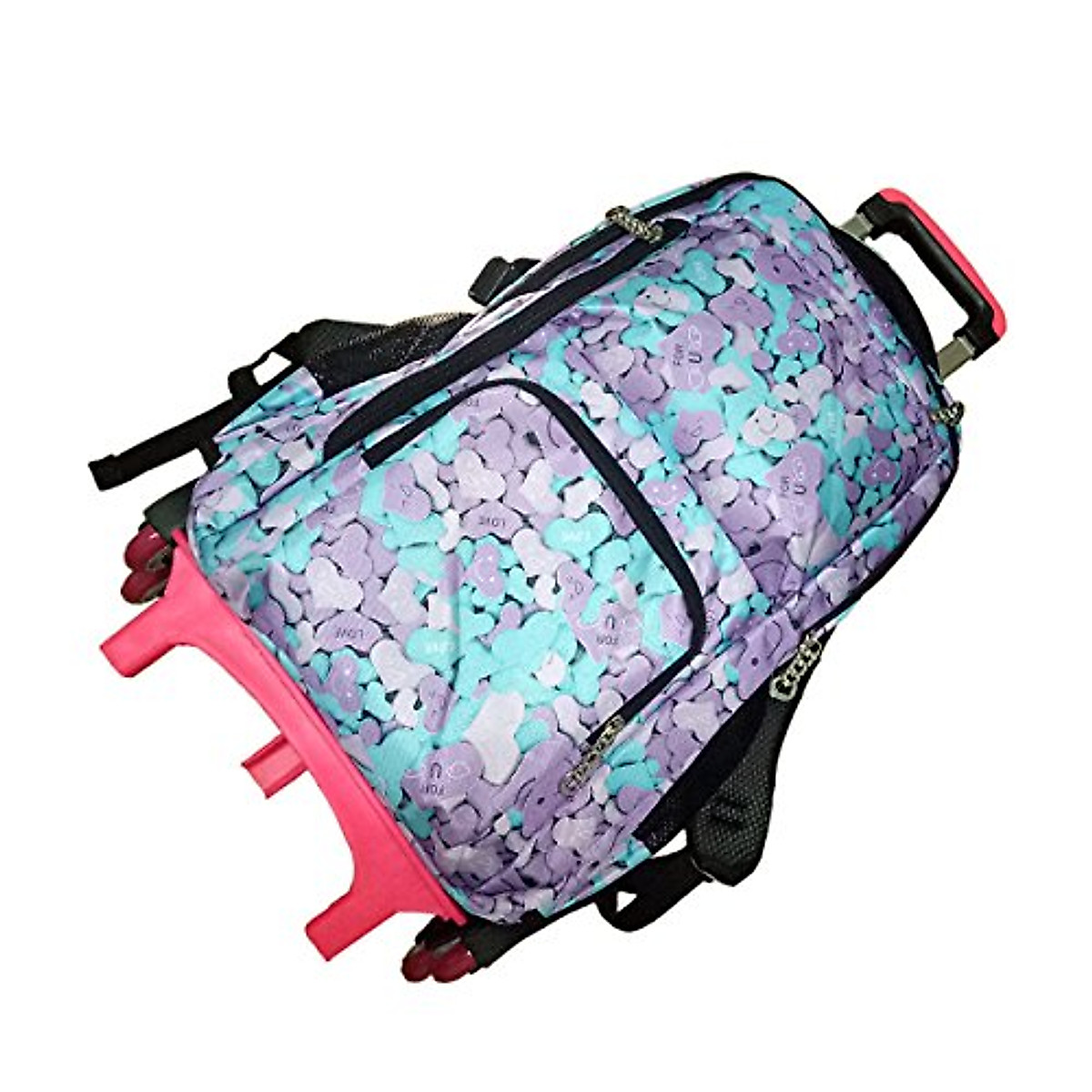 YUB Rolling Backpack On Wheels High-Capacity School Bag Backpacks for Students Climbing Stairs Six Wheels Purple
