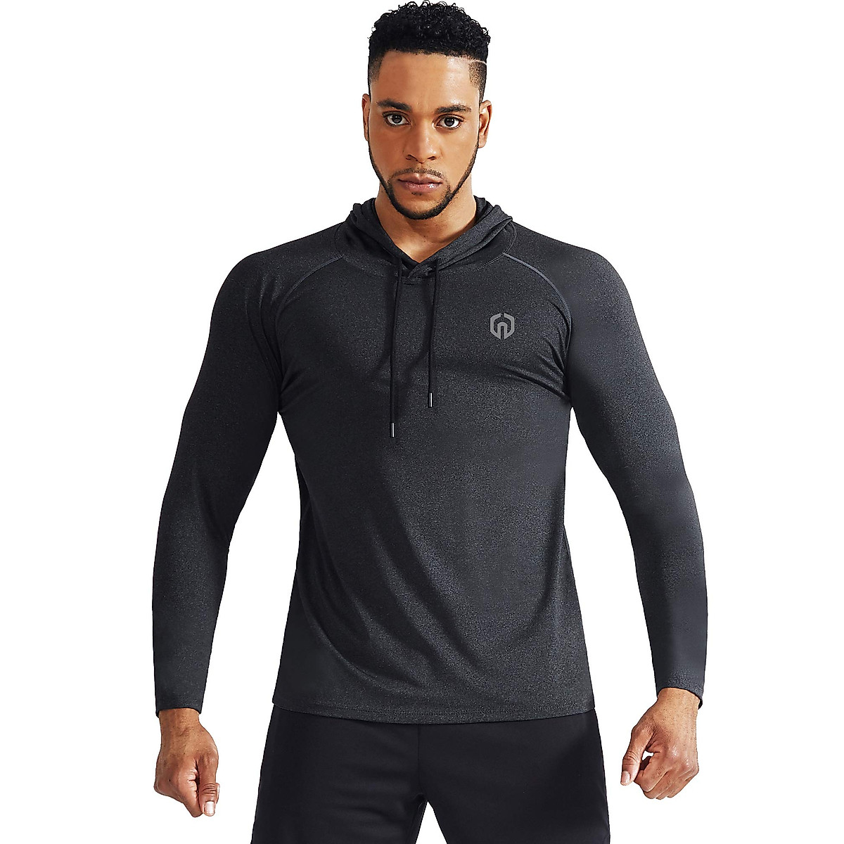 NELEUS Men's 3 Pack Dry Fit Running Shirt Long Sleeve Workout Athletic Shirts with Hoods,5071 Dark Grey,Red,Light Green,US 2XL,EU 3XL