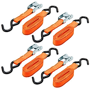 HAMPTON PROD Keeper – 1”x 10' Cam Buckle Tie-Down, 4 Pack - 300 lbs. Working Load Limit and 900 lbs. Break Strength