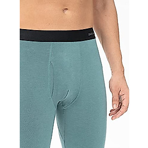 DAVID ARCHY Men's Soft Thermal Underwear Rayon-Acrylic Blend Fiber Thermal Bottoms Warm Base Layers Pants (L, Dark Gray/DA Blue)