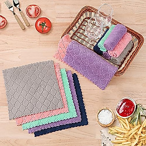 Homaxy 12 Pack Kitchen Dish Cloths(10 x 10 Inches, Grey), Super Soft and Absorbent Coral Velvet Dish Towels, Nonstick Oil Fast Drying Kitchen Cleaning Cloths, Lint Free Household Dishcloths