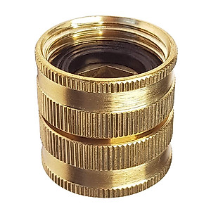 HQMPC Brass Garden Hose Connector Garden Hose Adapter Double Female Swivel Hose Connector 3/4 Inch GHT Brass Connector 4 Pieces