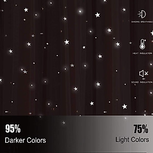 UNISTAR 2 Panels Stars Blackout Curtains for Bedroom Girls Kids Baby Window Decoration Double Layer Star Cut Out Aesthetic Living Room Decor Wall Home Curtain,W52 x L63 Inches,Pink