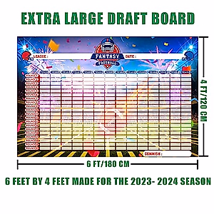 FEEYE Fantasy Football Draft Board 2023-2024 Kit – 6'x4' Draft Board, Set with 637 Player Labels – Premium Color Edition