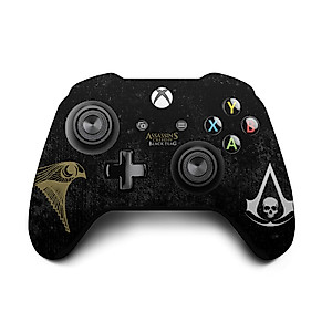 Head Case Designs Officially Licensed Assassin's Creed Grunge Black Flag Logos Matte Vinyl Sticker Gaming Skin Case Cover Compatible With Xbox One X Console and Controller Bundle