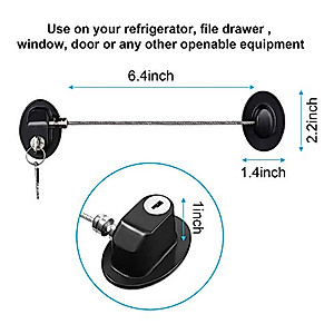 4 Pack Refrigerator Lock Cabinet Locks with Keys Adhesive Freezer Door Fridge Drawer Lock for Child Safety and Privacy, No Drilling(Black)