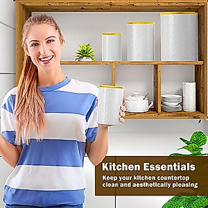 KITCHOP Canisters for Kitchen Counter, Flour Storage Container, Brown Sugar Container with Lids Airtight, Kitchen Decor, White Canisters Sets of 4