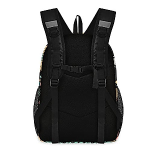 SUABO Skull with Indian Feather Hat Bookbag for Students Teens Girls Boys,Ethnic Backpack Schoolbag Rucksack Travel Bag Laptop Backpacks for Elementary Kindergarten College