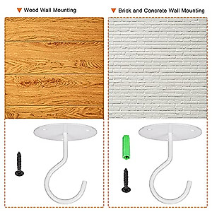 MECCANIXITY Ceiling Hooks Wall Mounted 65mm Round Plate Iron for Hanging Chandeliers Plants (White, Pack of 2)