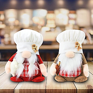 Yeahii Chef Gnome Plush Doll Cloth Handmade Baker Decoration for Tiered Tray Shelf Table Party Wedding Home Garden Ornament (A+B)