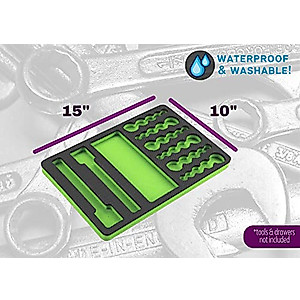 Polar Whale Tool Drawer Organizer Socket Holder Insert Green and Black Durable Foam Strong Tray 15 x 10 Inches Holds 30 Sockets and More Fits Craftsman Husky Kobalt Milwaukee and Many Others