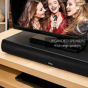 Pyle TV Soundbar Soundbase Bluetooth - Upgraded 2018 Wireless Surround Sound System for TV’s With Built-in Subwoofer, Remote Control, AUX RCA Optical Digital Inputs for TV PC - PSBV600BT