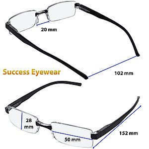 Success Eyewear Reading Glasses Set of 2 Rimless Ultra Lightweight Comfort Glasses for Reading for Men and Women Set of Black and Grey Matte 2.75
