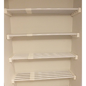 EZ Shelf - DIY Expandable Linen Closet Kit - Four 28"-48" Expandable Shelves - White