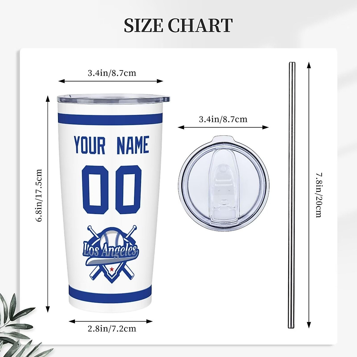 Los Angeles Custom Baseball 20oz Tumbler,Add Personalized Name And Number,Personalized Travel Coffee Mug, Stainless Steel, Insulated, Keep Drinks Cold And Hot,Gifts For Baseball Fans