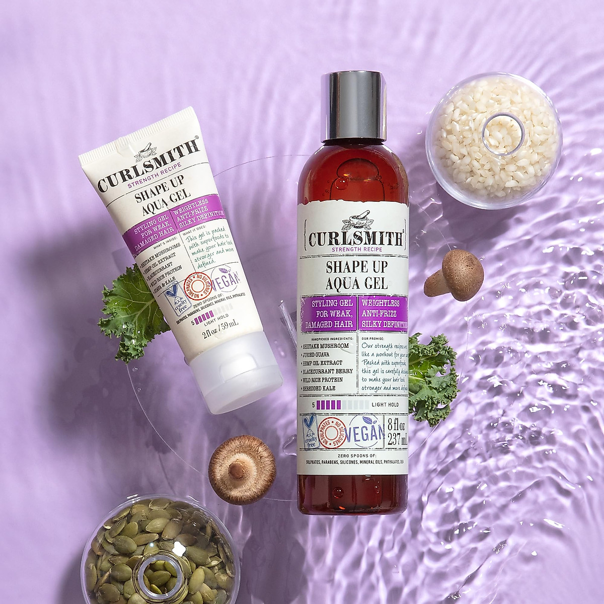 CURLSMITH – Shape Up Aqua Gel, Lightweight Styling Gel with Proteins for Damaged Hair (8 fl oz)