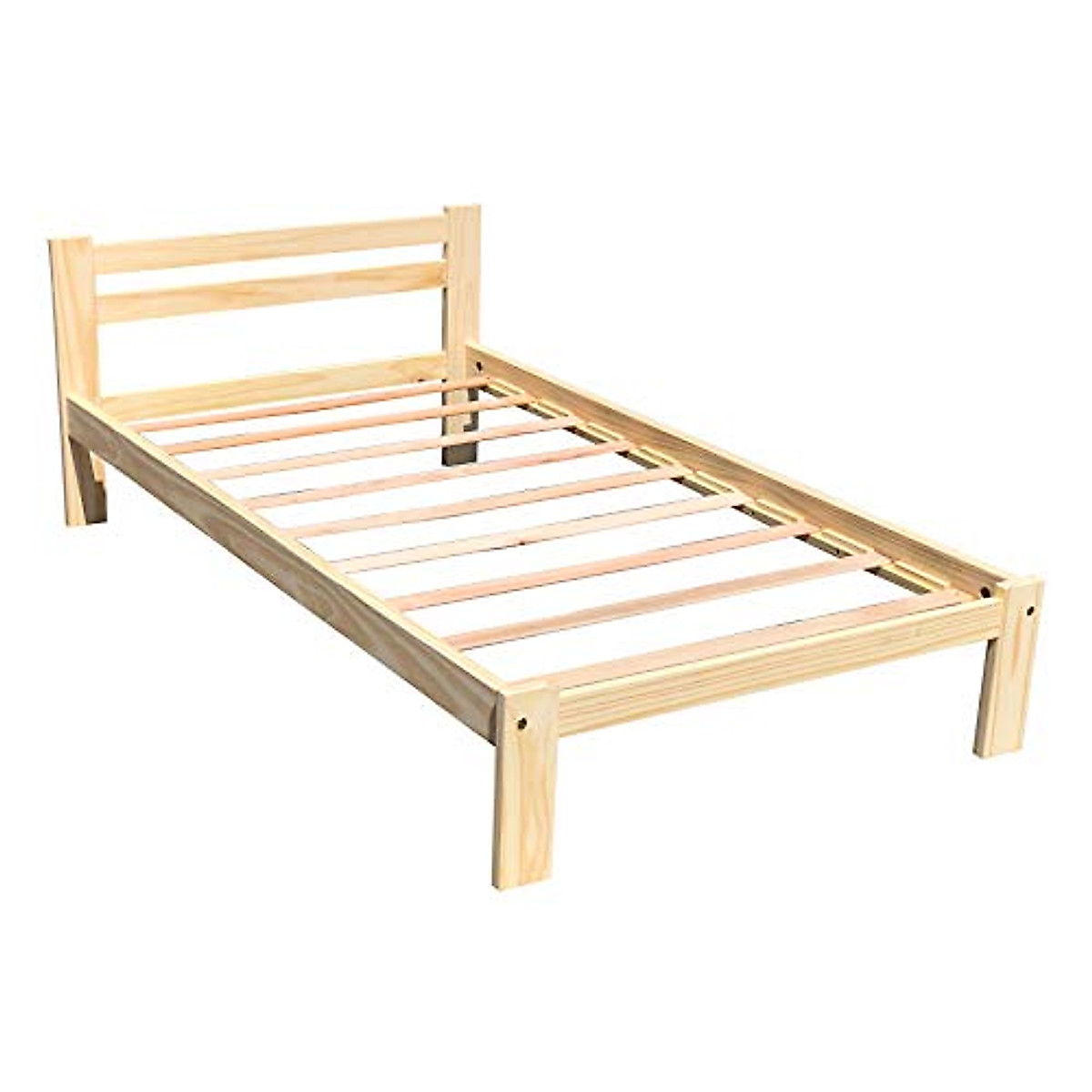 Amazonas Twin Bed Solid Pine Wooden Single Bed Unfinished with Slats Support Suitable for Boys Girls Kids Bedroom Wooden Bed Frame Single Bed Ready to Finish