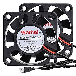 2Pack Wathai 40mm x 40 x 10mm USB Fan 5V for Receiver DVR Playstation Xbox Computer Cabinet Cooling