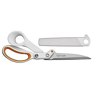 Fiskars Razor Edge All Purpose Scissors, Length: 24 cm, Stainless Steel Blade/Plastic Handles, White/Orange, Amplify, 1005225