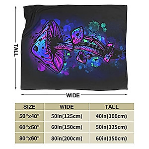 WDFS Psychedelic Mushrooms Flannel Fleece Throw Blankets Super Soft Cozy Warm Plush Bedding for Adults Kids Lightweight Blankets for Couch,Sofa,Bed 50''x40'', Black19