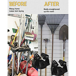 FYWZ Magnetic Mop and Broom Holder, Broom Gripper Stainless Steel Mop Hanger Magnetic Broom Holder for Refrigerator, RV Camper Wall Organizer, Garage Kitchen Laundry Tools Organizer - 2 Pack/Gray…