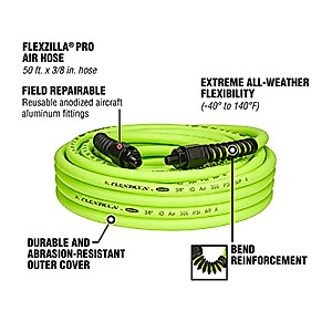 Flexzilla Pro Air Hose, 3/8 in. x 50 ft., Heavy Duty, Lightweight, Hybrid, ZillaGreen - HFZP3850YW2
