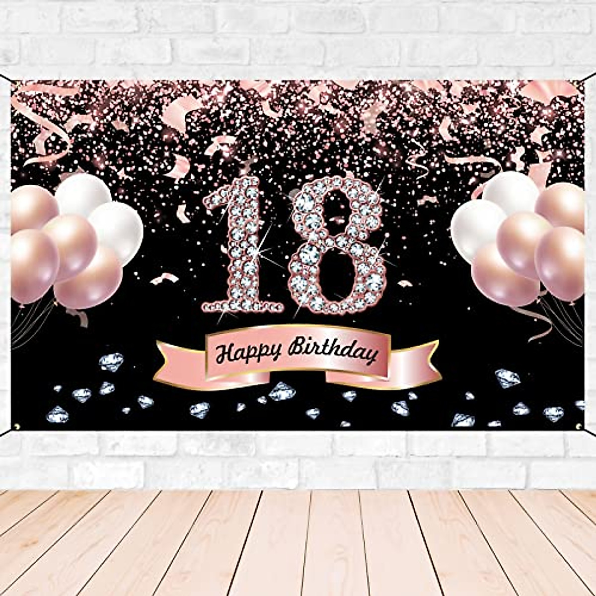 Trgowaul 18th Birthday Decorations for Girls - Rose Gold 18th Birthday Backdrop for her 5.9 X 3.6 Fts 18th Birthday Party Suppiles Photography Supplies Background Happy 18th Birthday Banner