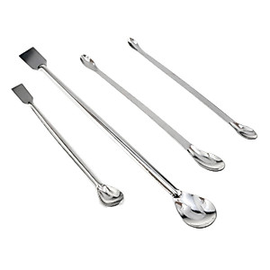 Meuey Lyot 1Set Stainless Steel Micro Sampling Spoons Spatula Combination Reagent Spoons Laboratory Supplies (Pack of 4)