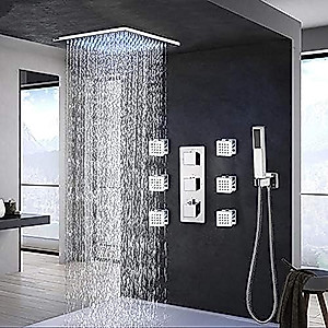 Bathroom Thermostatic Faucet Chrome LED Rain Shower Bath Faucet Bathtub Shower Mixer Tap Bathroom Shower Faucets