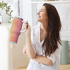 ODAWA Magic Glitter Rainbow Double Wall Tumbler Reusable Insulated Coffee Mug with Lid Insulated Coffee Mug