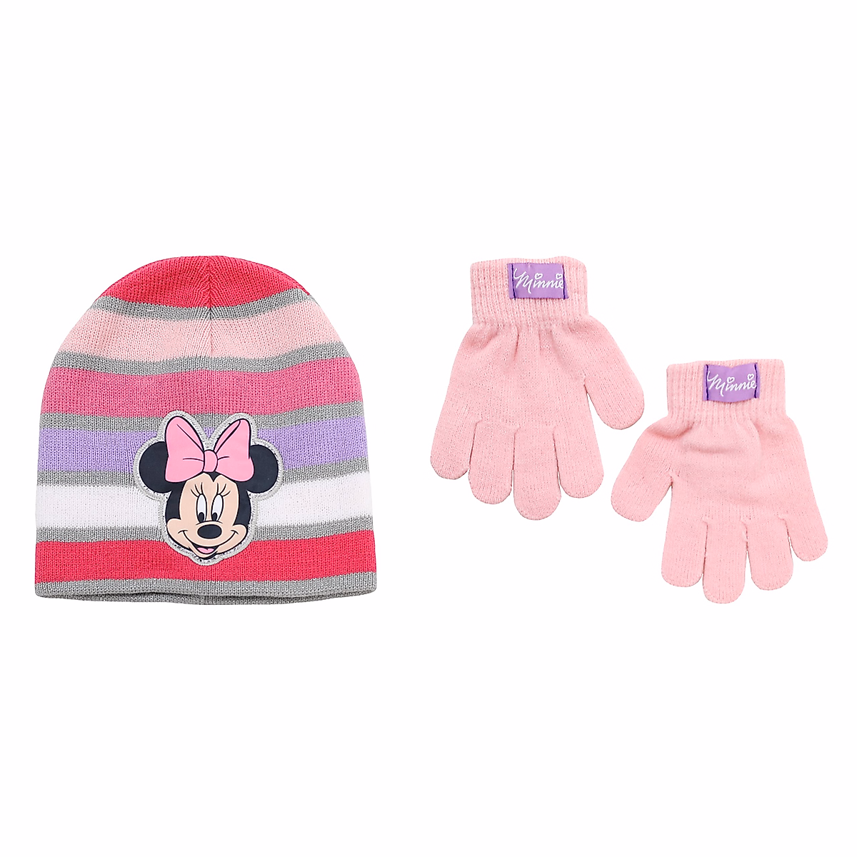 Disney Girl's Minnie Mouse Winter Hat and Glove Set, Ages 6-13, Pink