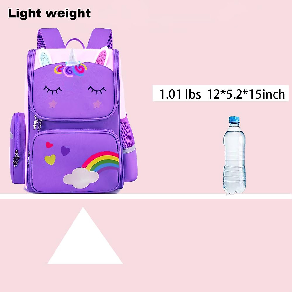 HT HONOR . TRUST Girls Backpack for Preschool Toddler ,15inch Kids Backpacks for Girls Purple Bookbags Kindergarten Children's School bag