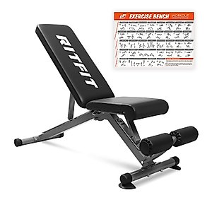 RitFit Adjustable/Foldable Utility Weight Bench for Home Gym, Weightlifting and Strength Training - Bonus Workout Poster with 35 Total Body Exercises（PWB01-2023 New Version）
