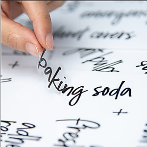 153 Bathroom Organization Labels, Prefdo Waterproof Black Script Preprinted on Clear Stickers for Storage Bins Bathroom Containers Hand Soap Labels Bottles Makeup Organizer (Black)