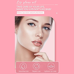 CORDYGLOW Hydrating Lip Glow Oil, Plumping Lip Tint Transparent Lip Care Oil Nourishing Repairing Lightening Lip Lines Lip Care Products Moisturizing Lip Glow Oil Nourishing Non-sticky Fresh Texture