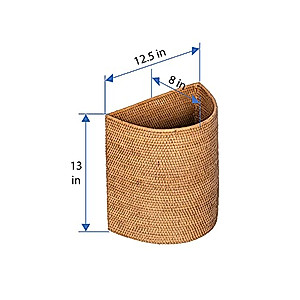 KOUBOO 1030082, Honey Brown Handwoven Half-Moon Rattan Waste Basket