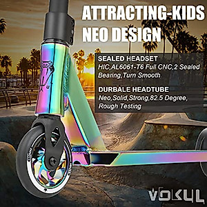 VOKUL K1 Pro Scooters Stunt Scooter Trick Scooter for Boys Intermediate and Beginner Freestyle Scooter for Kids 8 Years and UP,Teens and Adults -Quality Kick Pro Scooter for Boys and Girls (Neo)