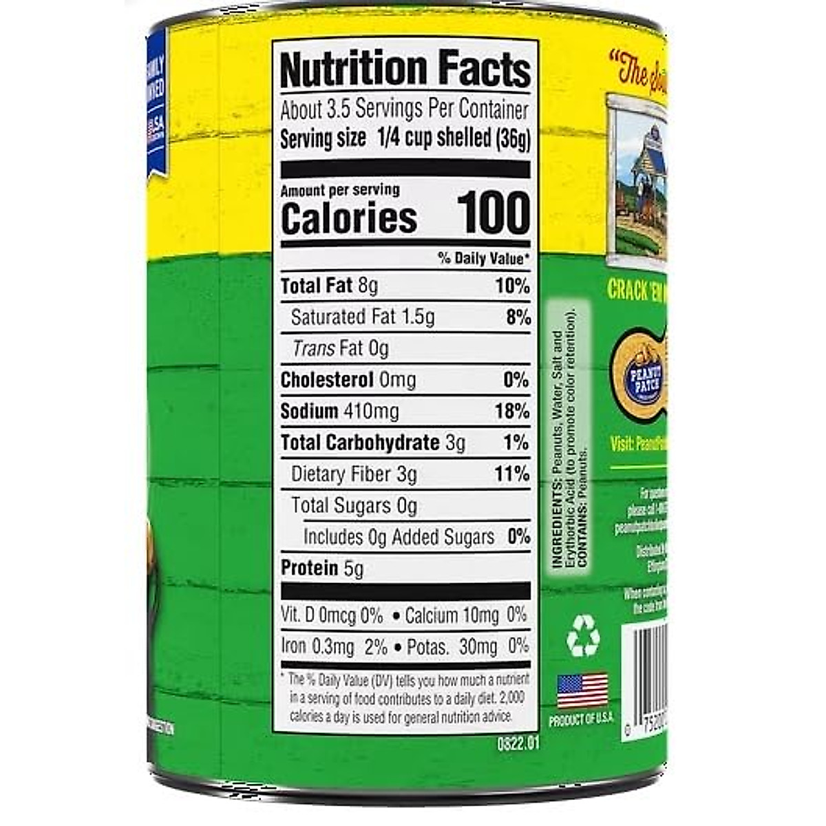 Peanut Patch Real Southern Style Boiled Peanuts 13.5oz Cans - Gluten Free - Protein Rich - Gift Box/Snack Pack (Regular, 4 Pack)