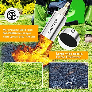 Propane Torch Weed Burner Kit,Weed Torch 800,000 BTU Blow Torch with 9.8 FT Hose Heavy Duty Flamethrower with Turbo Trigger for Flame Weeding,Roofing, Melting Ice Snow (blue)