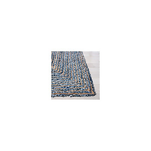 SAFAVIEH Cape Cod Collection Runner Rug - 2'3" x 12', Blue & Natural, Handmade Boho Braided Jute & Cotton, Ideal for High Traffic Areas in Living Room, Bedroom (CAP202M)