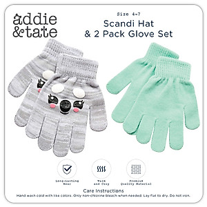 ABG Accessories Girls Critter Winter Hat and 2 Pair Gloves or Mittens (Toddler/Little Girls), Size Age 4-7, Koala Gloves