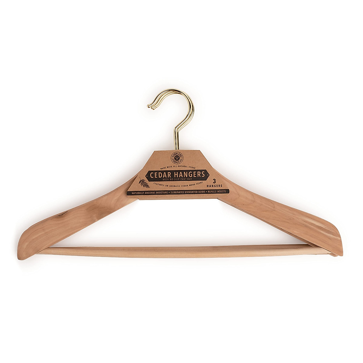 Cobbler's Choice Cedar Hanger (3-Pack), Naturally Absorbs Moisture, Eliminates Unwanted Odor, & More
