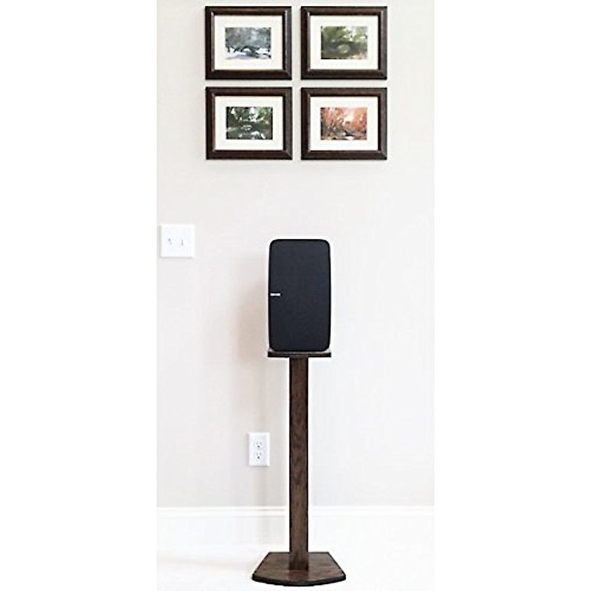 Beautiful Wood Speaker Stand Handcrafted Compatible for SONOS Five/SONOS Play 5. Made in U.S.A. Single Stand. Dark Walnut Color.