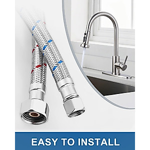 ALEASHA 12 Inch Faucet Supply Lines Stainless Steel Braided Supply Hose for Sink Faucet G1/2" FIP x 3/8" Compression Faucet Connector, cUPC Bathroom Water Hose Replacement Parts 2 PCS