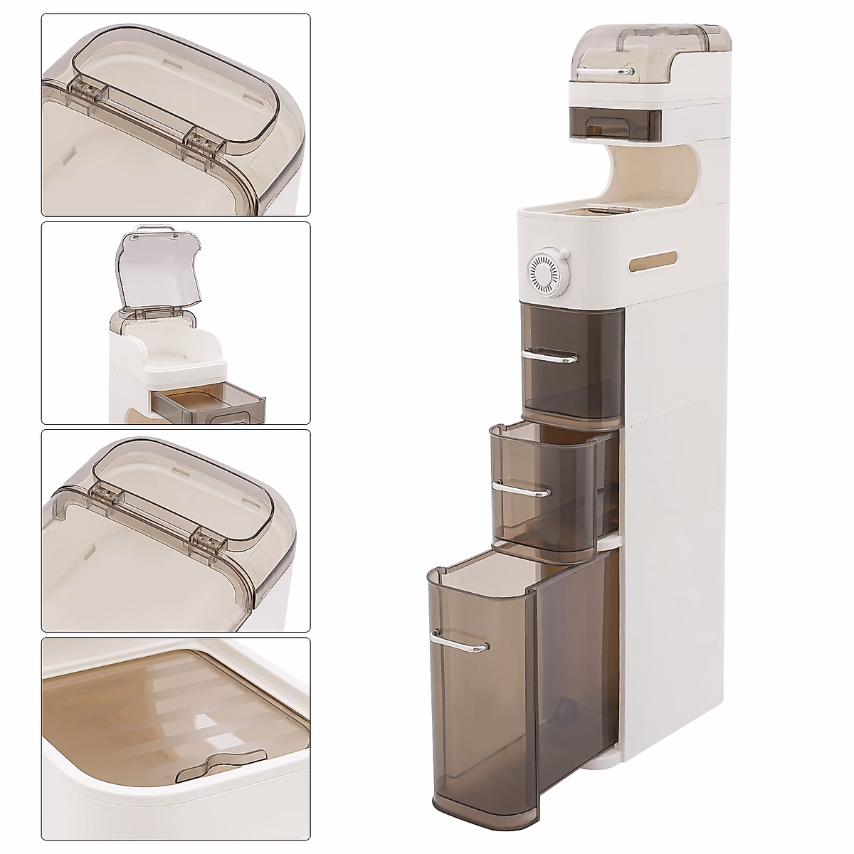 BENTFL Narrow Bathroom Storage Cabinet with Drawers, Multifunctional Towel Storage Tower with Toilet Paper Holder, Slim Drawers Cabinet for BathroomHallway Entryway, Home Furniture (44.3" H)