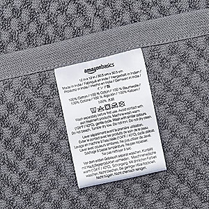 Amazon Basics 100% Cotton Terry Popcorn Texture Kitchen Cloth, 8-Pack, Grey Stripe, 12"L x 12"W