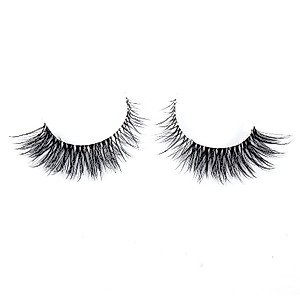 Wleec Beauty Lashes Cat Eye, Short False Eyelashes Natural Look with Clear Band, 12mm Wispy Eye Lashes Fluffy (7 Pairs, Black, CC95)