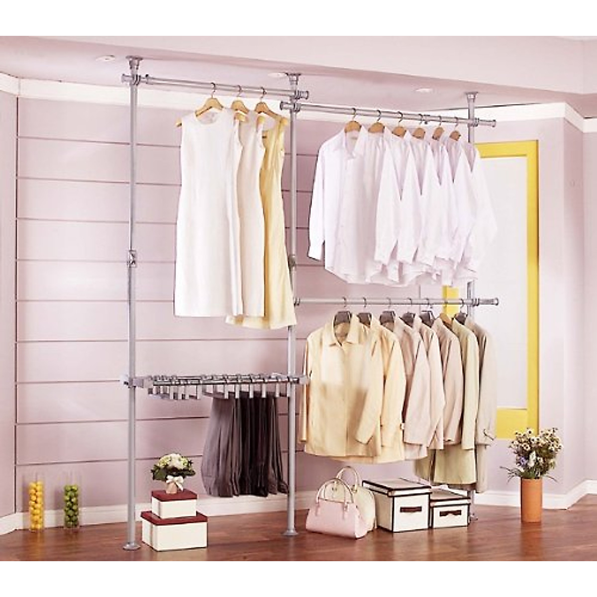 Prince Hanger, Double 2tier Pants Hanger, Silver, Steel, 38mm Heavy Duty, Closet Organizer, Clothing Rack, PHUS-0031, Made in Korea